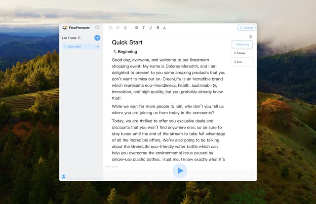 FlowPrompter - Transparent teleprompter online