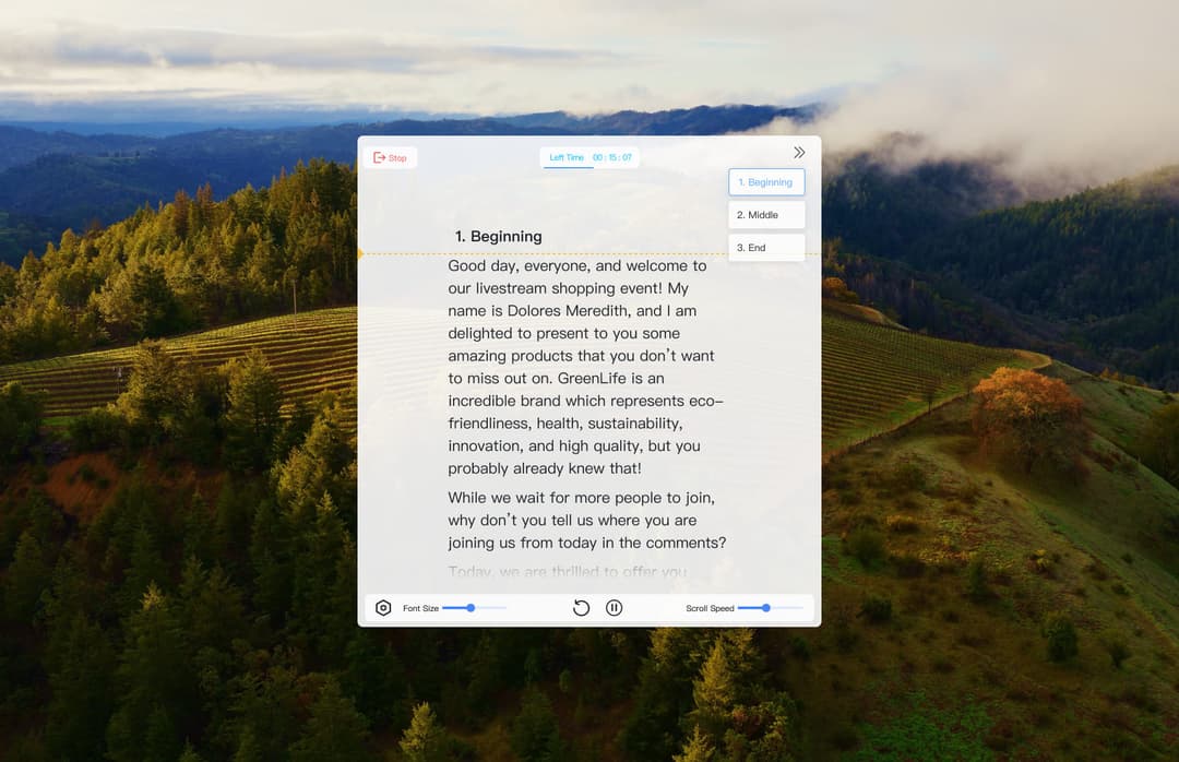 FlowPrompter - Transparent teleprompter online